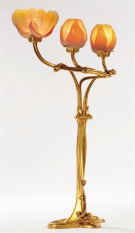 Magnolia three-light table lamp by Daum and Louis Majorelle on artnet