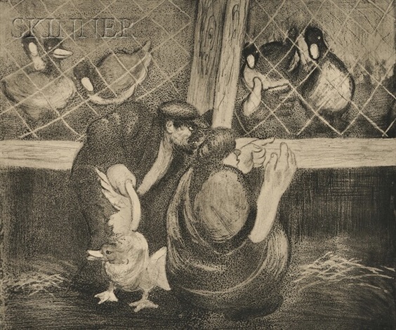 Poultry man Large plate by George Overbury Hart on artnet