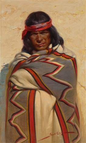 Navajo with a Lightning Pattern Blanket by Gerald Cassidy on artnet