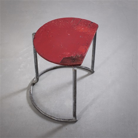 A Rare stool with red seat designed by Alvar Aalto for the Paimio ...