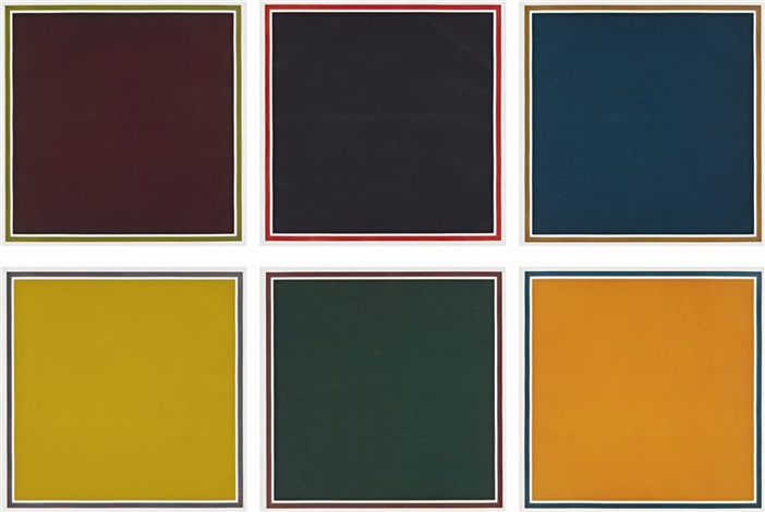 A square with colors superimposed, within a border, colors superimposed ...