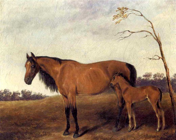 Col. William Ransom Johnsons mare and foal by Edward Troye on artnet