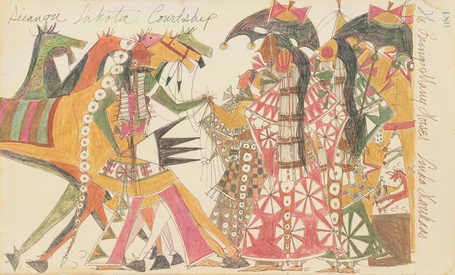 Three Linda Haukaas drawings Dance at Okreek Oyatee Waste Wiyan ...