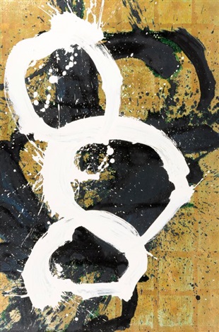 Golden bubbles Schwarz-weiße Formen by Winfried Muthesius on artnet