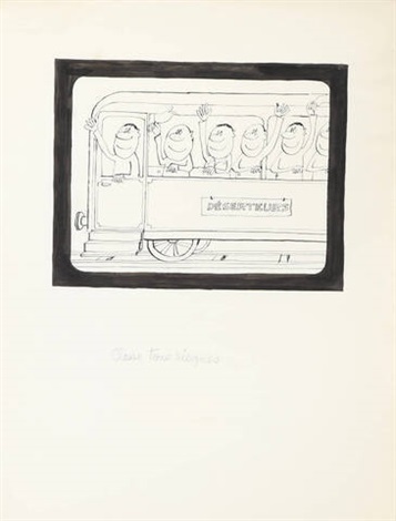 Rare ensemble de 37 dessins originaux et 7 lettres ou notes manuscrites ...