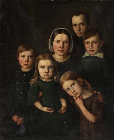 Family group of father, mother and their two daughters and two sons by ...