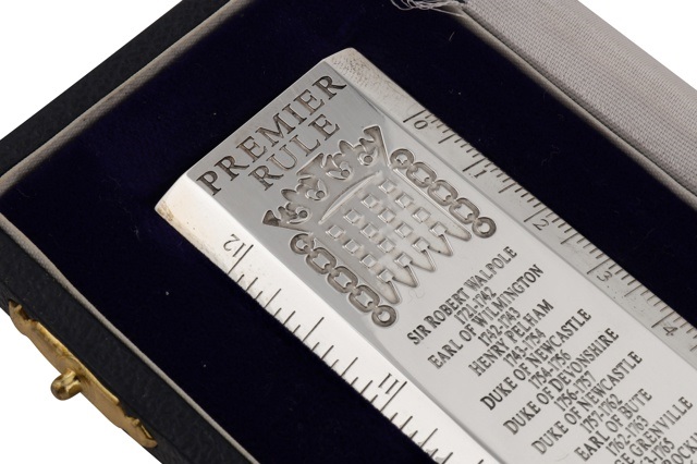 A cased Elizabeth II sterling silver commemorative ruler by Richard ...
