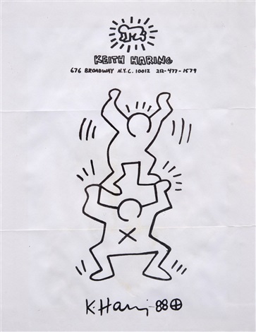 Keith Haring Stacked Figures Drawing on Letterhead by Keith Haring on ...