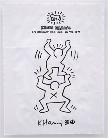 Keith Haring Stacked Figures Drawing on Letterhead by Keith Haring on ...