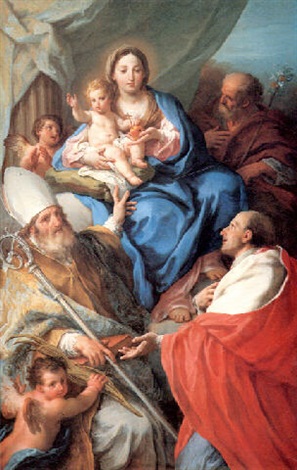 THE HOLY FAMILY WITH SAINT NICHOLAS OF BARI AND SAINT CARLO BORROMEO by ...