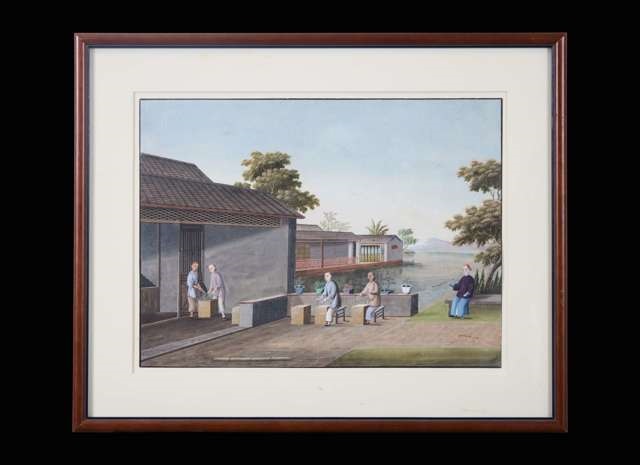 A group of five Chinese Export paintings depicting the manufacture of ...