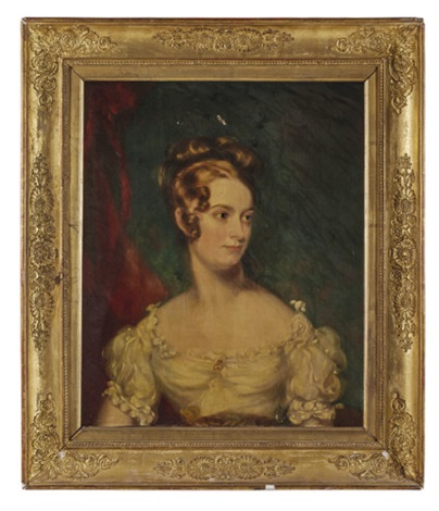 Portrait en buste dune femme en robe blanche, dit de Frances Anne Fanny ...