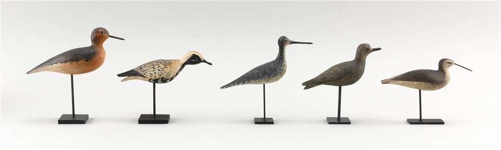 FIVE FRANK ADAMO MINIATURE CLASSIC SHOREBIRD DECOYS 20th Century by ...