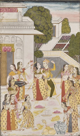 A PAINTING FROM A RAGAMALA SERIES VASANT RAGA. INDIA, DECCAN, HYDERABAD ...
