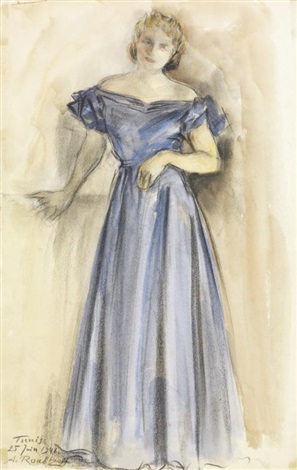 Portrait de dame en bleu by Alexandre Roubtzoff on artnet