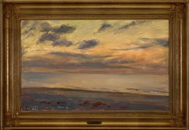 Sunset over a beach by Laurits Regner Tuxen on artnet