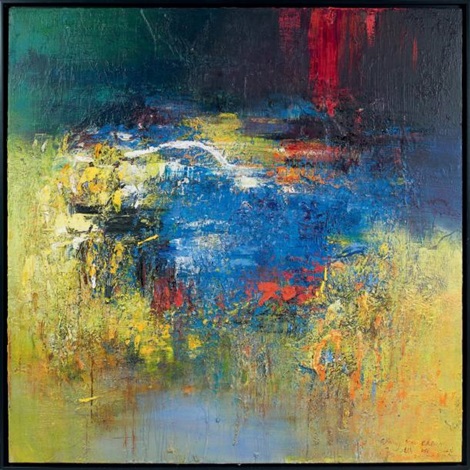 Composition bleue et rouge by Wang Yancheng on artnet