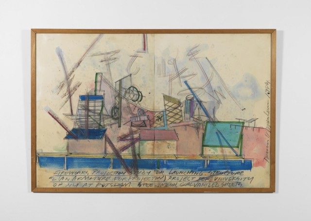 Fireworks projection study for launching structure by Dennis Oppenheim ...