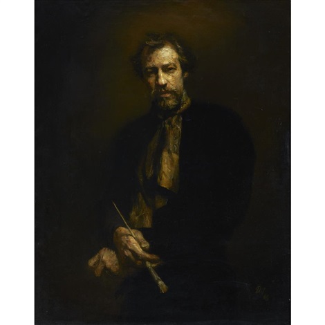 Self-portrait by David A. Leffel on artnet