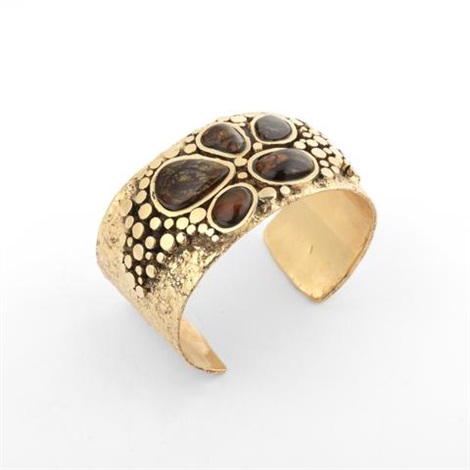14k Gold Cuff Bracelet with Five Opal Cabochons by Lee Epperson on artnet