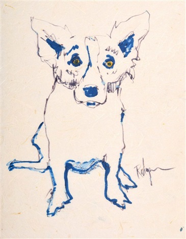 George Rodrigue Drawing, Study for Blue Dog by George Rodrigue on artnet