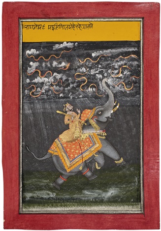 AN ILLUSTRATION FROM A RAGAMALA SERIES MEGHA RAGA. INDIA, RAJASTHAN ...