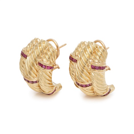 DAVID YURMAN, YELLOW GOLD AND RUBY EARCLIPS by David Yurman (Co.) on artnet