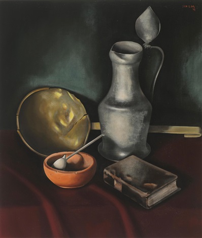 Still life with a jug, a plate, a book and a pipe by Jan Bor on artnet