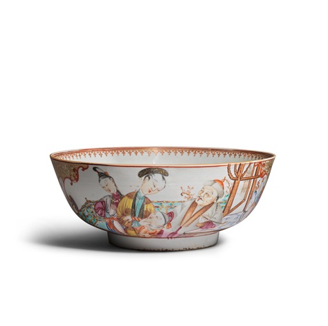 AN UNUSUAL FAMILLE ROSE EXPORT MANDARIN PATTERN BOWL, 18th century on ...