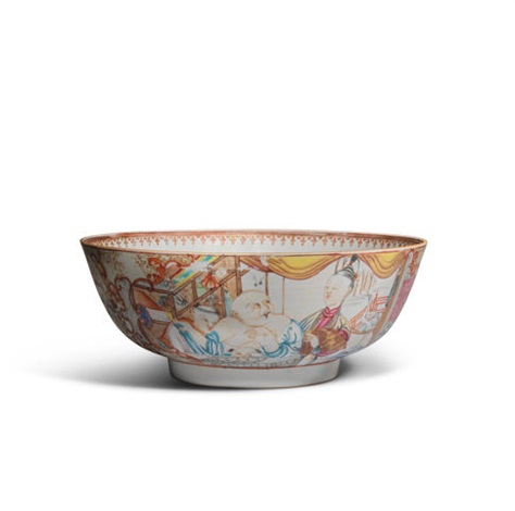 AN UNUSUAL FAMILLE ROSE EXPORT MANDARIN PATTERN BOWL, 18th century on ...