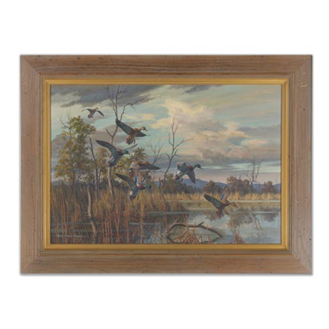 Ducks Landing on a Pond by Harry Curieux Adamson on artnet