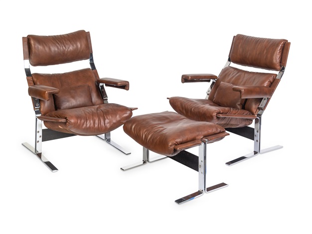 Pair of Lounge Chairs with Ottoman by Pace Manufacturing (Co.) on artnet