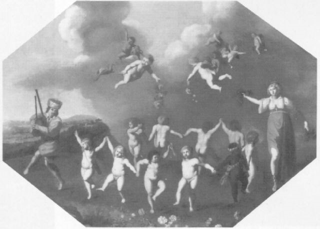 PUTTI DANCING WITH A PEASANT MAN PLAYING BAGPIPES by Christian van ...