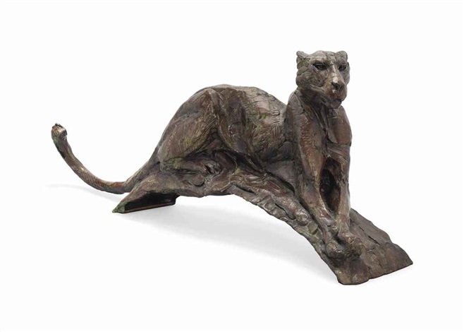 Leopard sitting on haunches by Dylan Lewis on artnet