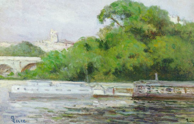 PENICHES AMAREES DEVANT BOUQUET DARBRES ET PONT by Maximilien Luce on ...