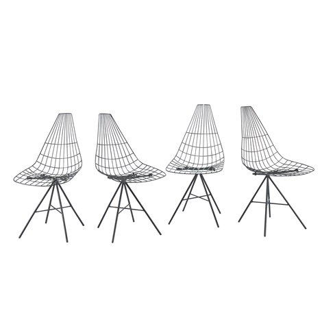 CLEMENT MEADMORE AND MICHAEL HIRST SET OF FOUR DC601A WIRE CHAIRS by ...
