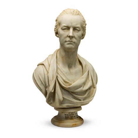 A carved marble portrait bust of William Pitt the Younger British, 1759 ...