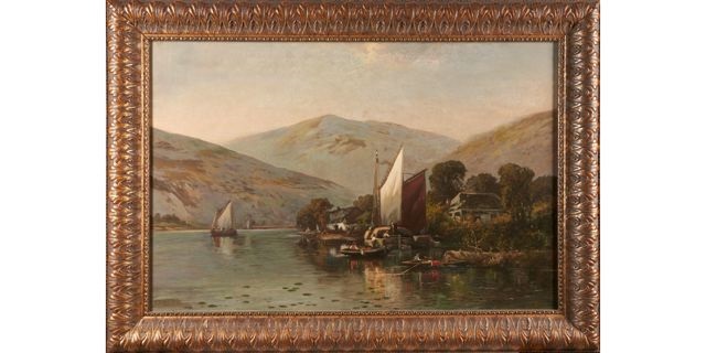 Boats Mooring With Distant Mountains by James Thorpe Flaherty on artnet