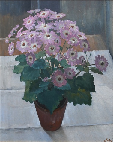 Still life of flowers in a terracotta pot by Augustus Edwin John on artnet