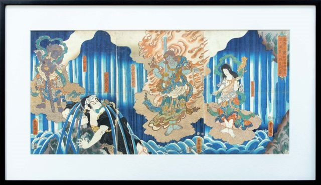 Monk Mongaku Praying Penance Under the Great Waterfall by Utagawa ...