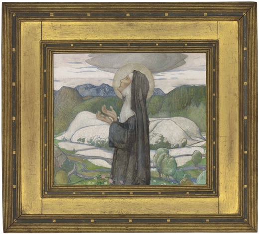 A female saint, possibly St Bega of Cumbria by Edward Reginald Frampton ...