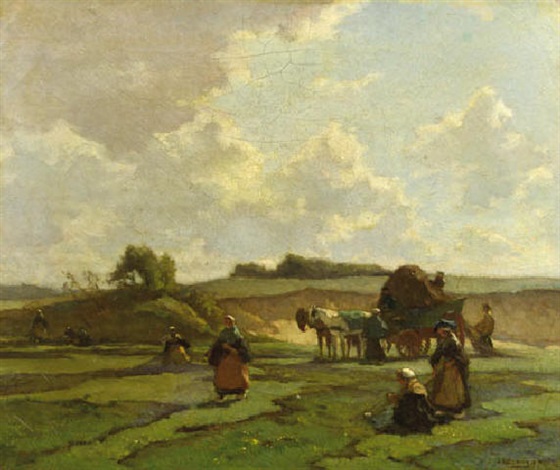 Nettenboetsters Fisherwomen mending nets in the dunes by Johannes Evert Hendrik Akkeringa on artnet