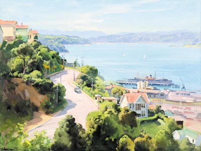 Wellington Harbour, New Zealand by Ernest William Buckmaster on artnet