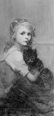 Portrait of Miss Isabel White with her cat by William Strong on artnet