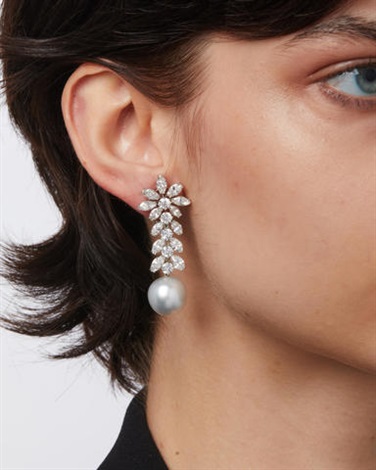 RUSER A PAIR OF PLATINUM, DIAMOND AND PEARL EARCLIPS by William Ruser ...
