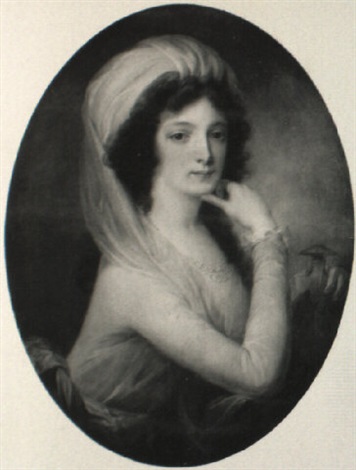 Portrait of Duchess Marie Christine Lichnowsky wearing pearls by Josef ...