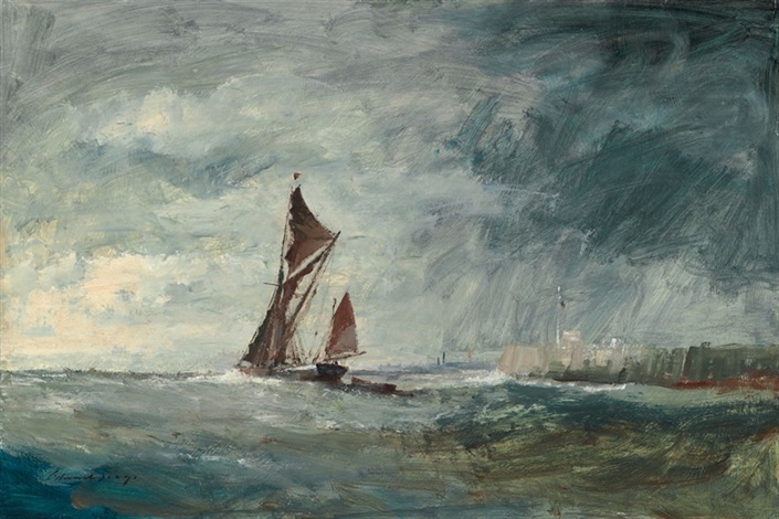 Thames Barge leaving harbour by Edward Seago on artnet