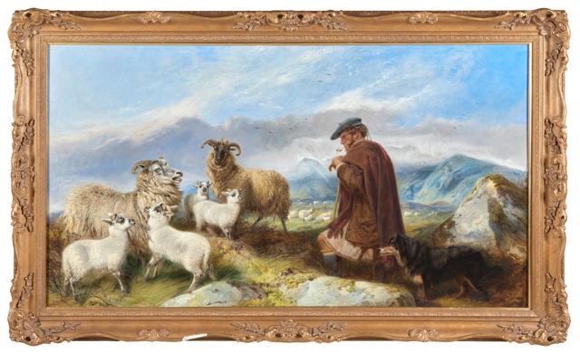Highland Shepherd with Ewes and Lambs by Richard Ansdell on artnet