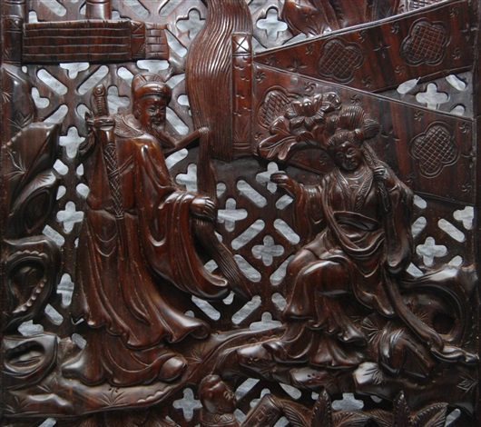 CHINESE ZITAN WOOD RETICULATED 8 PANEL SCREEN on artnet