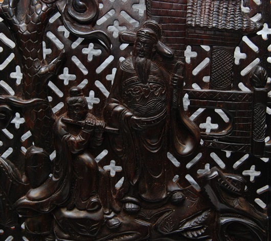 CHINESE ZITAN WOOD RETICULATED 8 PANEL SCREEN on artnet